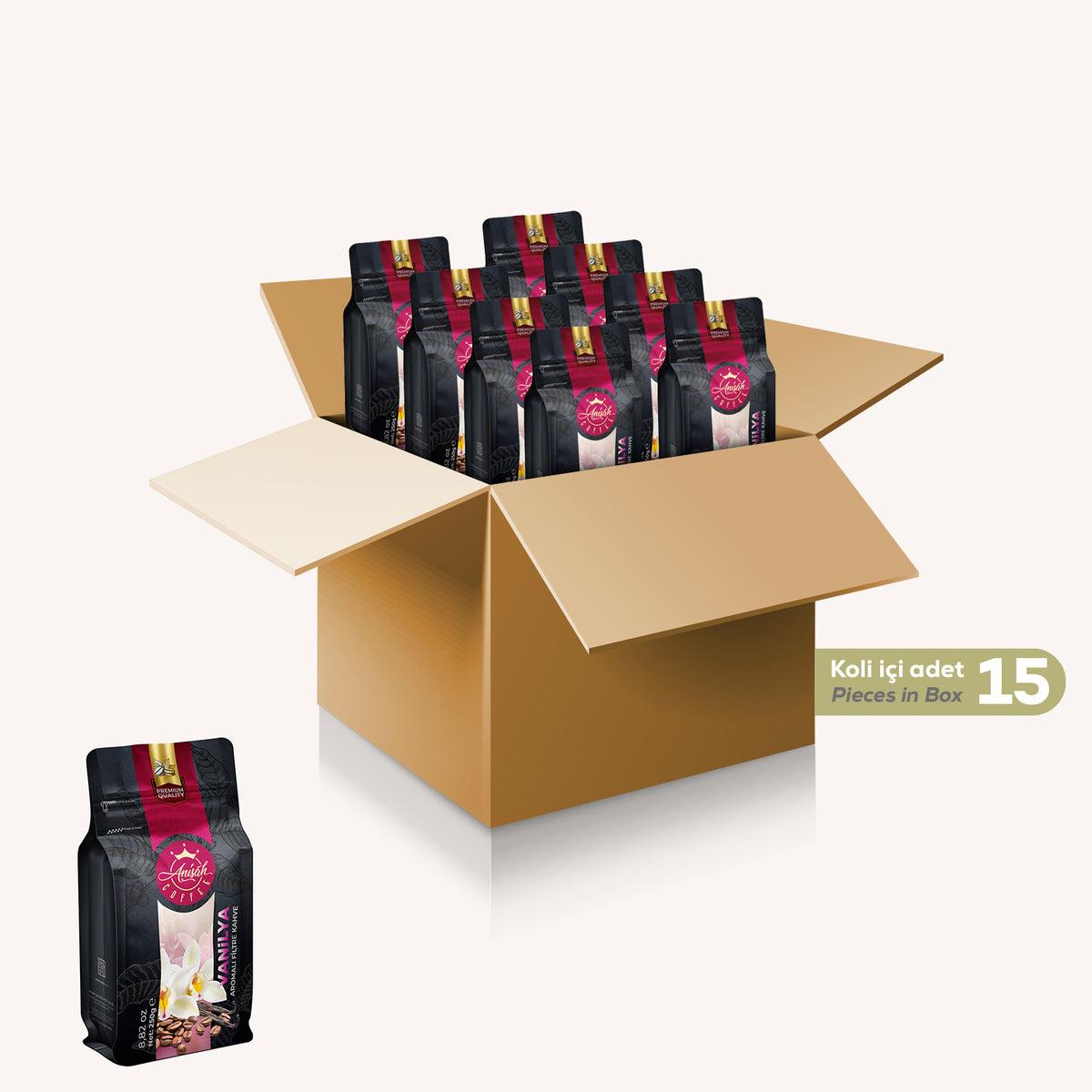 Vanilya Aromalı Filtre Kahve | 15x250gr | Öğütülmüş | Koli – Anisah Coffee
